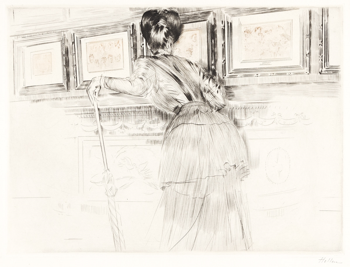 Paul César Helleu | Madame Helleu devant les Dessins de Watteau au ...