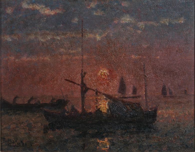 Giuseppe Ciardi | Sunset in the lagoon | MutualArt