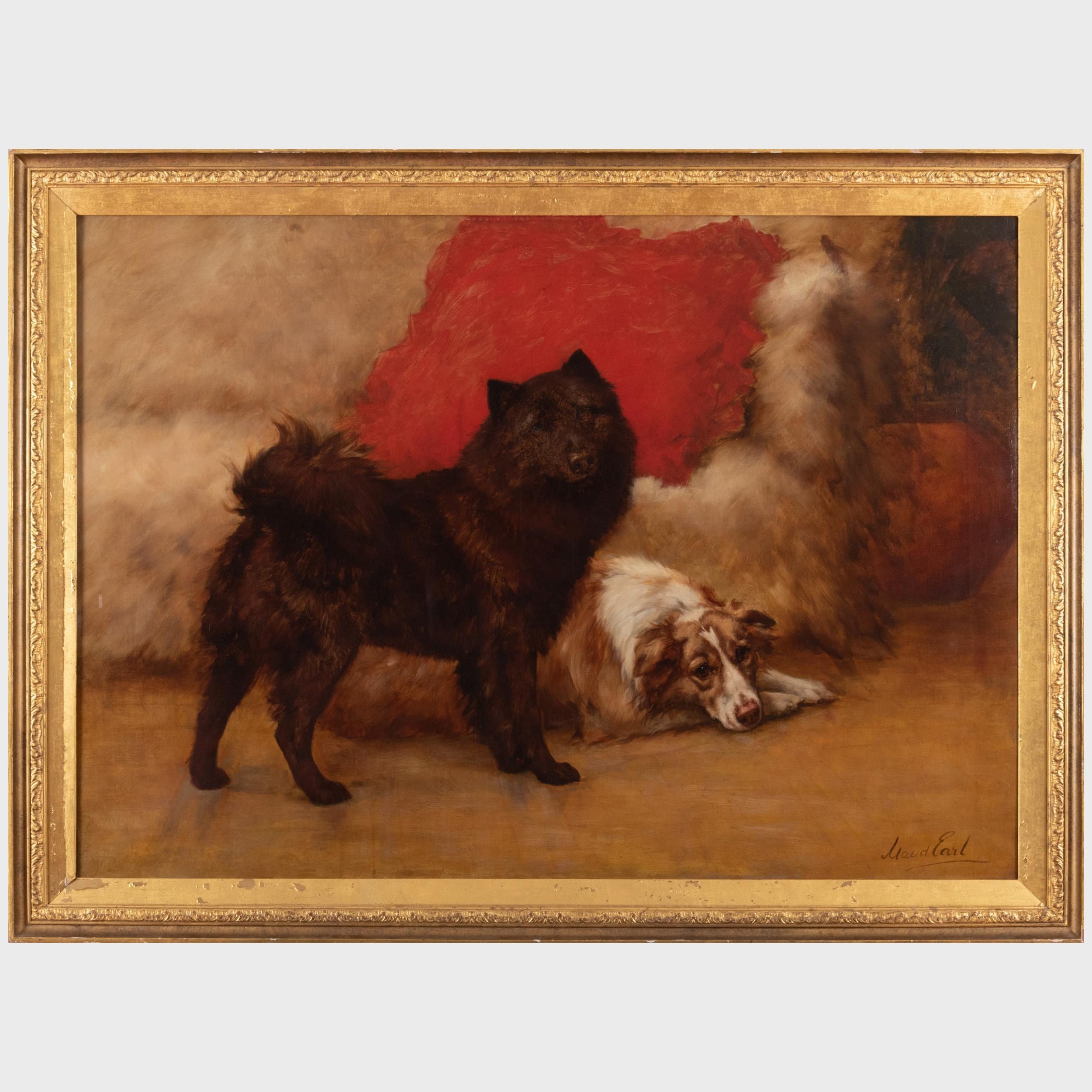 Maud Alice Earl | Study of a Black Chow and a Rough Collie | MutualArt