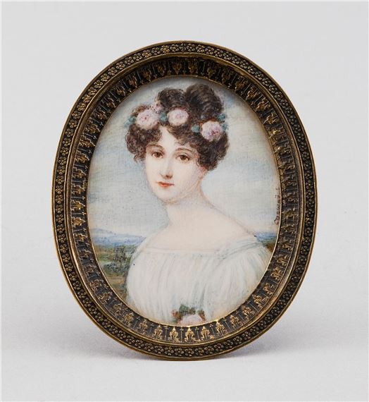 Richard Cosway | portrait of a woman with flowers in her hair. | MutualArt