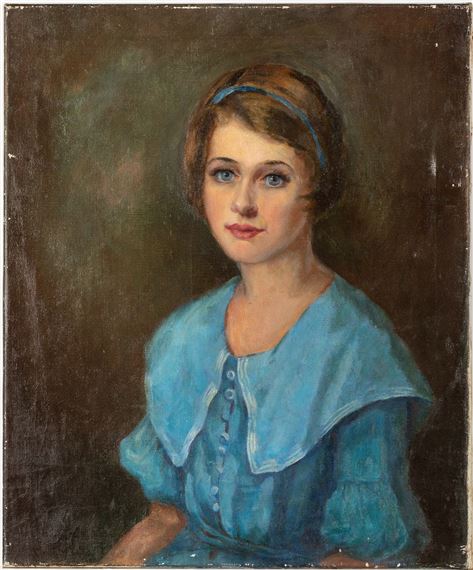 Anne Taylor Nash | Portrait of a Young Woman in Blue Dress and Headband ...