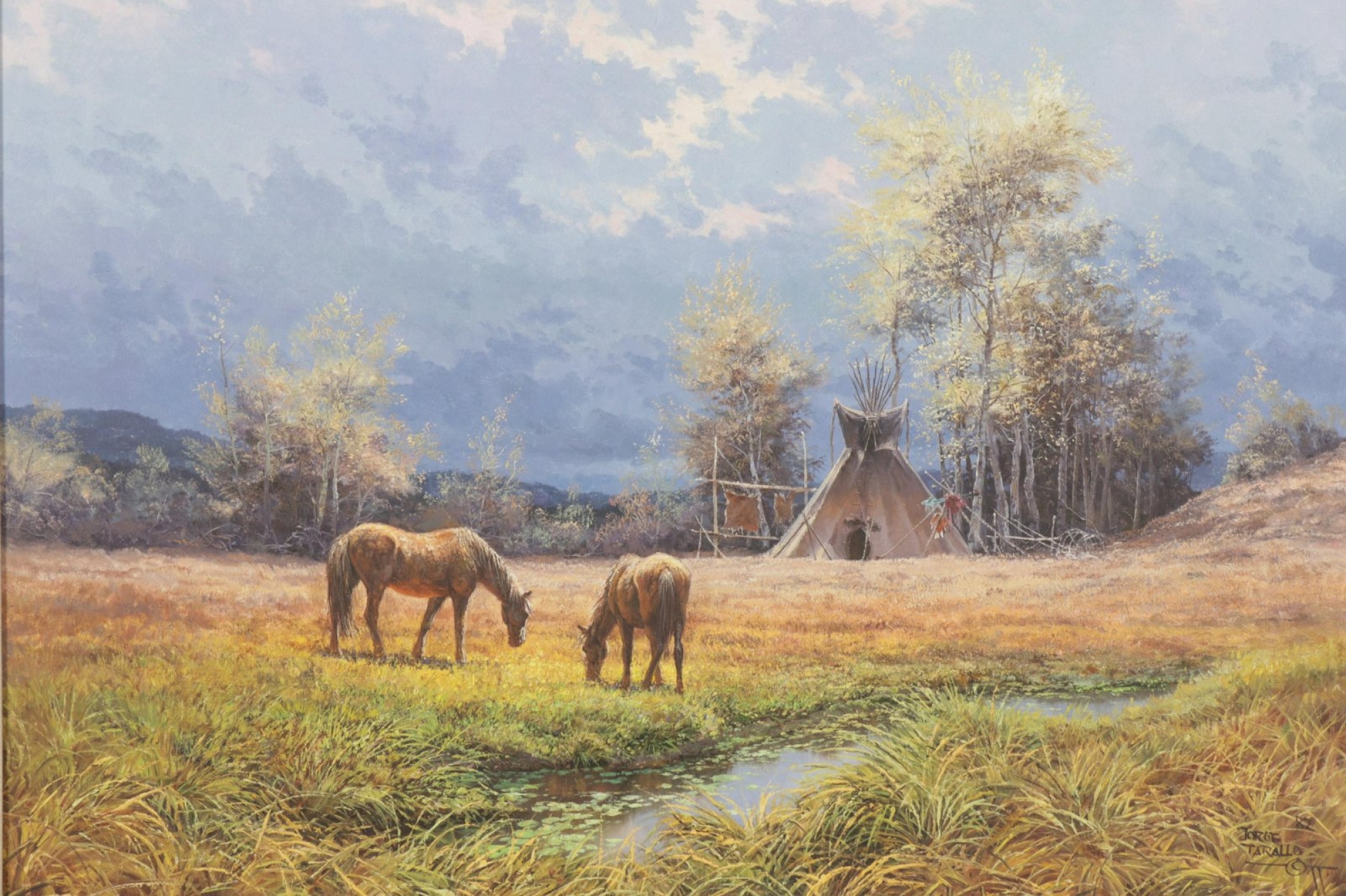 Jorge Tarallo | Jorge Tarallo - Horses Grazing - O/C | MutualArt