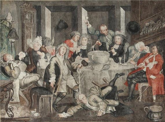 William Hogarth | A Midnight Modern Conversation | MutualArt