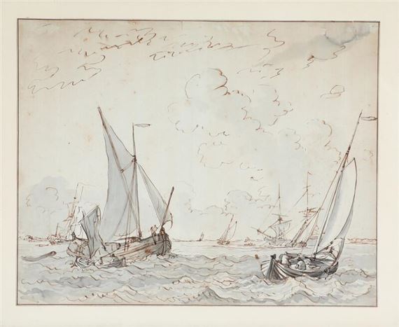 Dutch School, 18th Century | Sailing ships in fresh weather | MutualArt