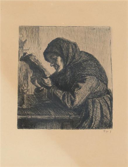 Anna Kirstine Ancher | Old woman reading (1896) | MutualArt