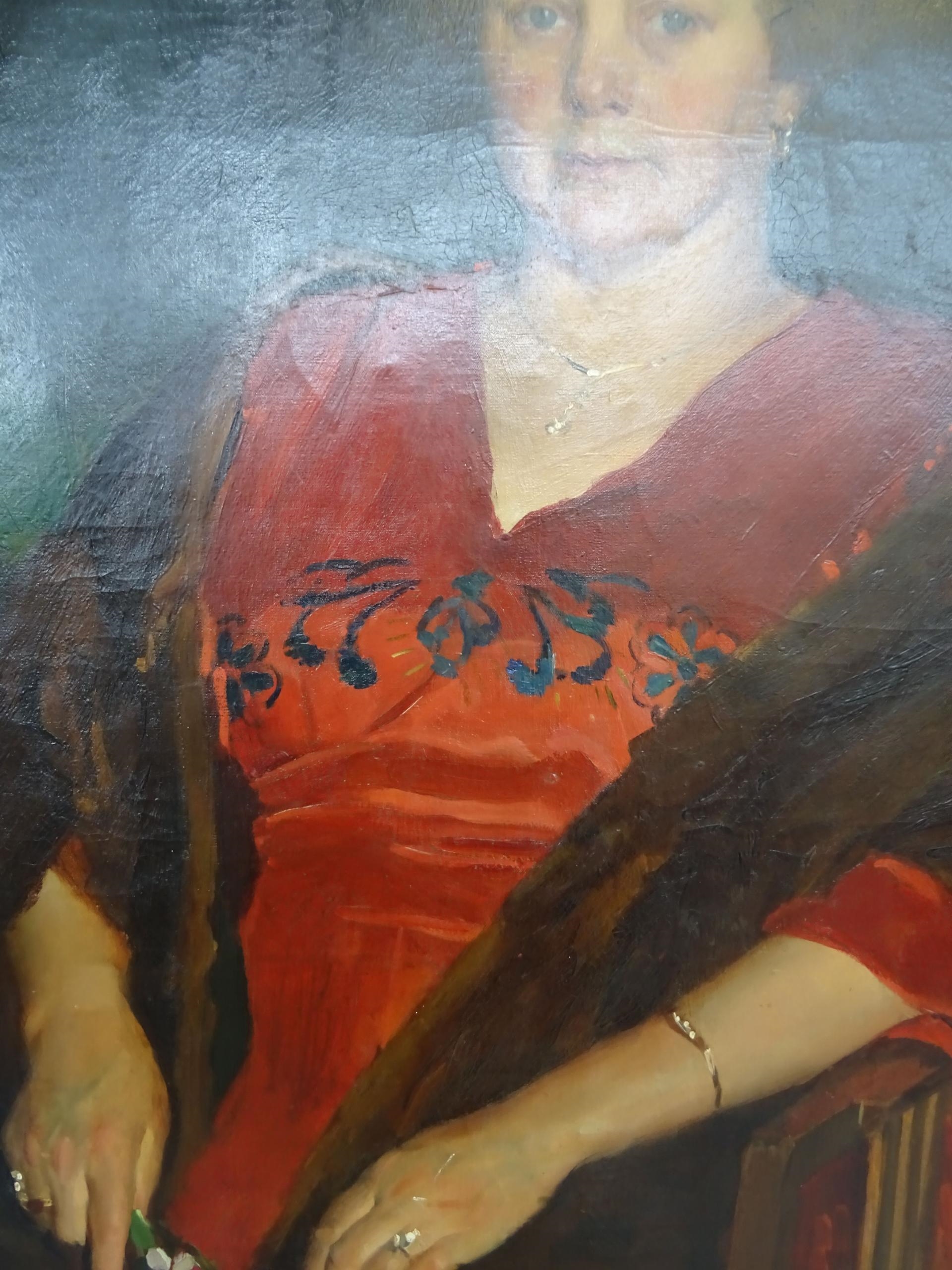Atanas Tasev | Portrait d'une femme en robe rouge Huile sur toile ...