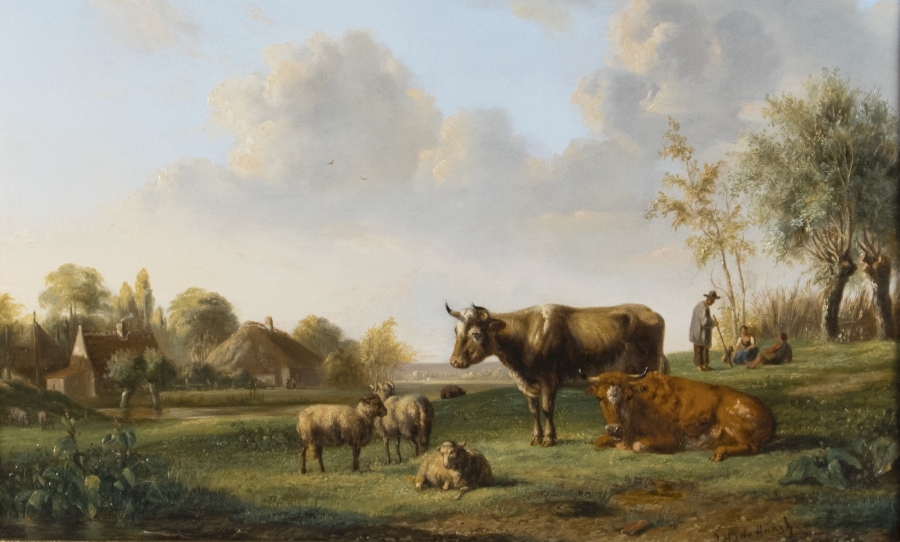 Johannes Hubertus Leonardus De Haas | Shepherds with the cattle | MutualArt
