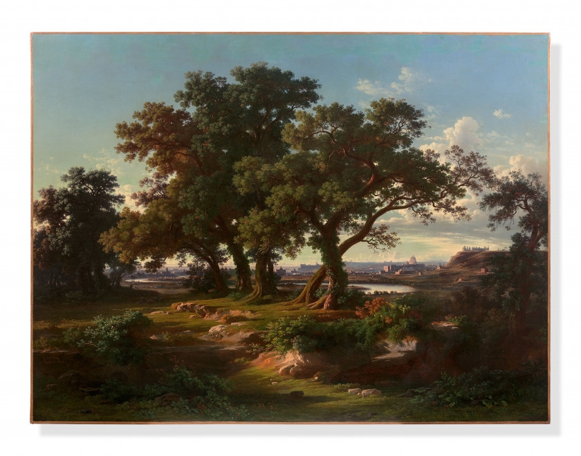 Johan Jakob Frey | The flood plain of the Nile, Pyramids beyond (1844 ...