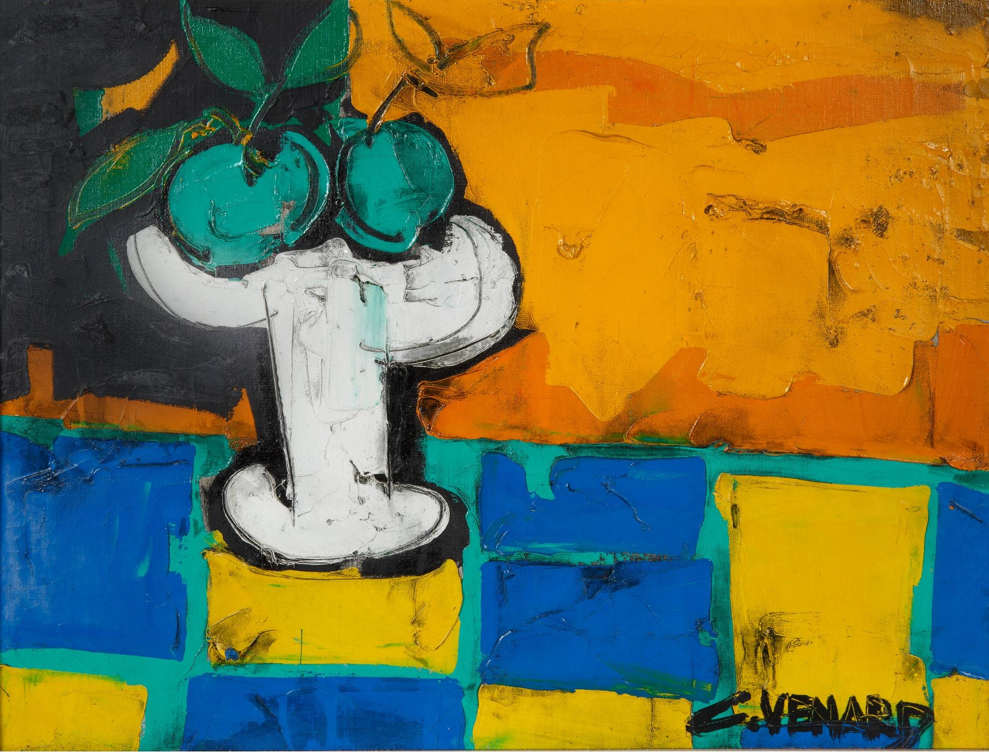 Claude Venard | Still Life with Vase of Apples | MutualArt