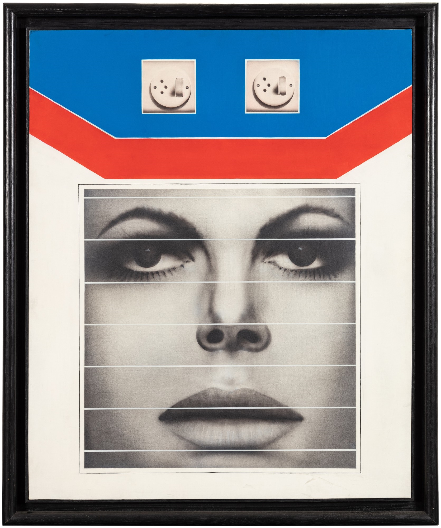 Peter Klasen | Visage de face 2 interrupteurs sur fond bleu (1972 ...