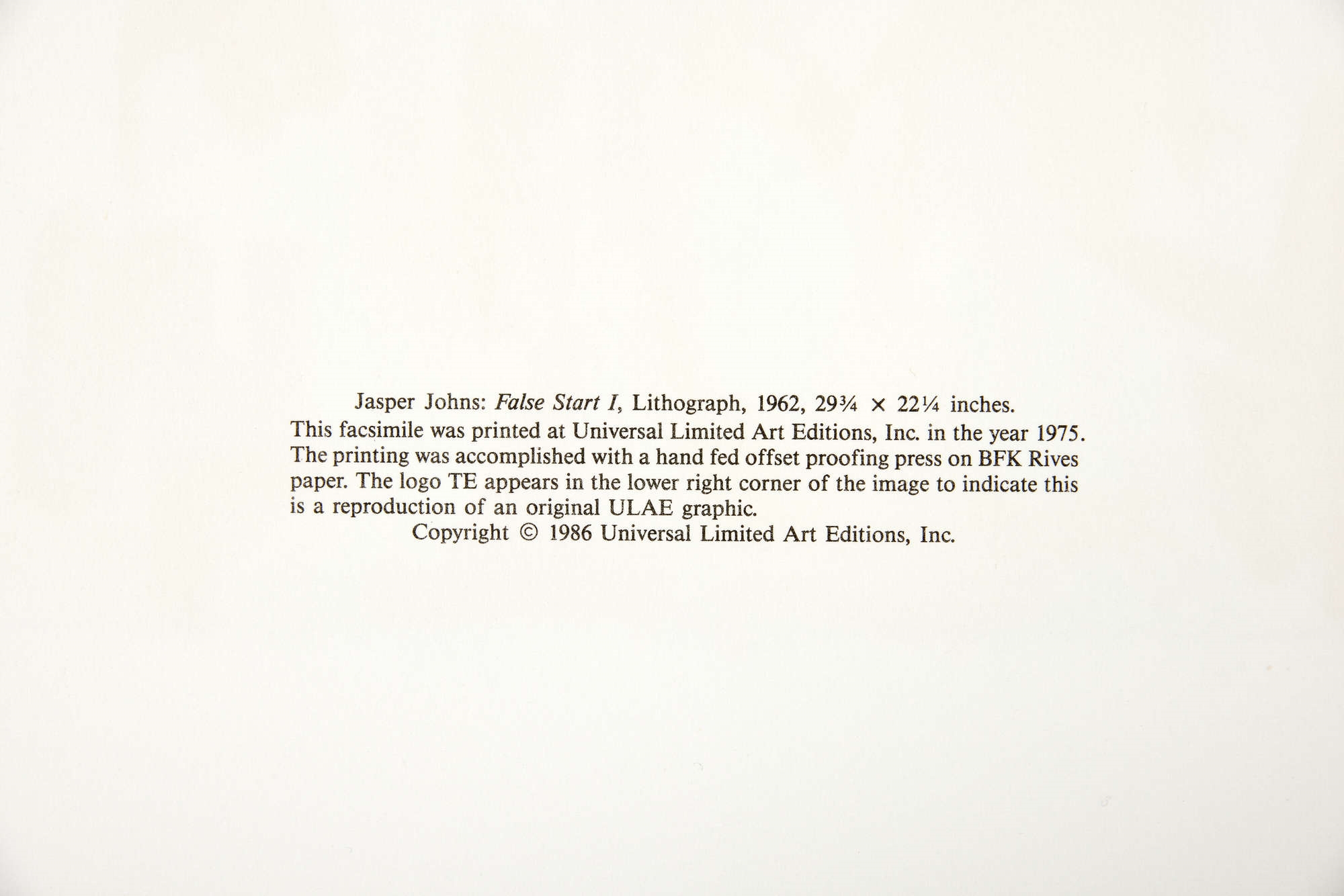 Jasper Johns | False Start I (1975) | MutualArt
