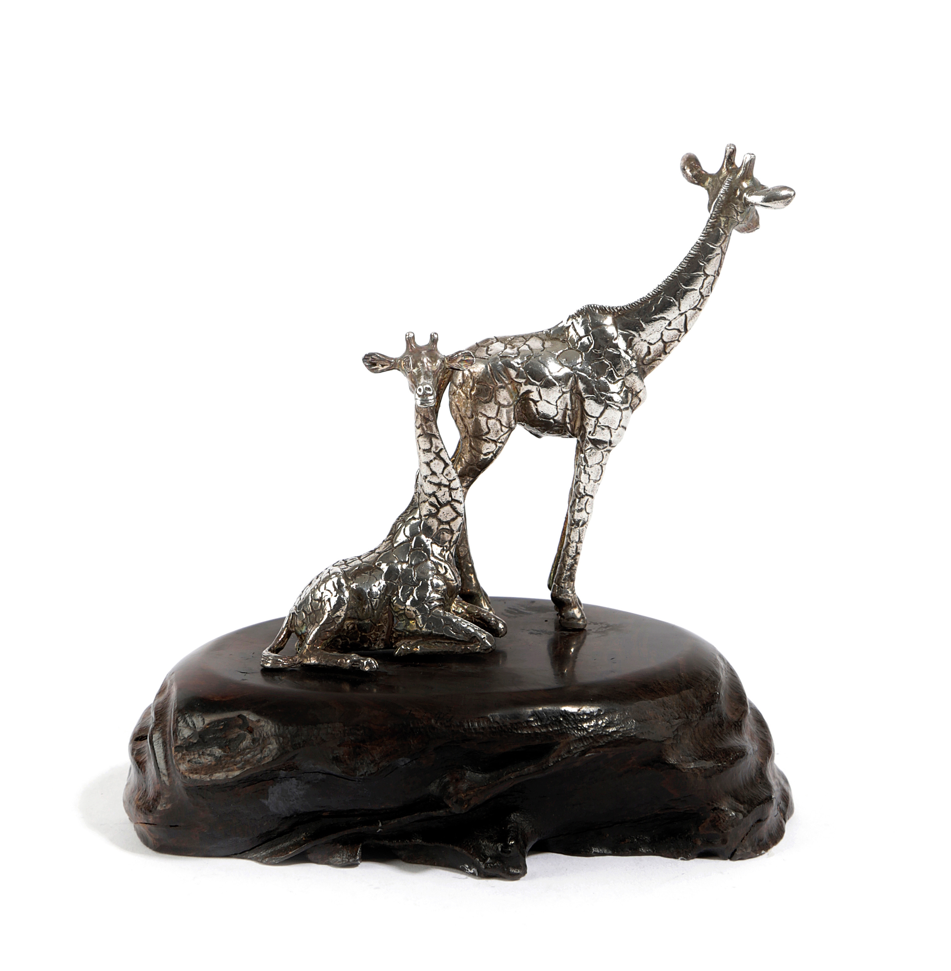 Patrick Mavros | A ZIMBABWEAN SILVER SCULPTURE OF TWO GIRAFFES | MutualArt