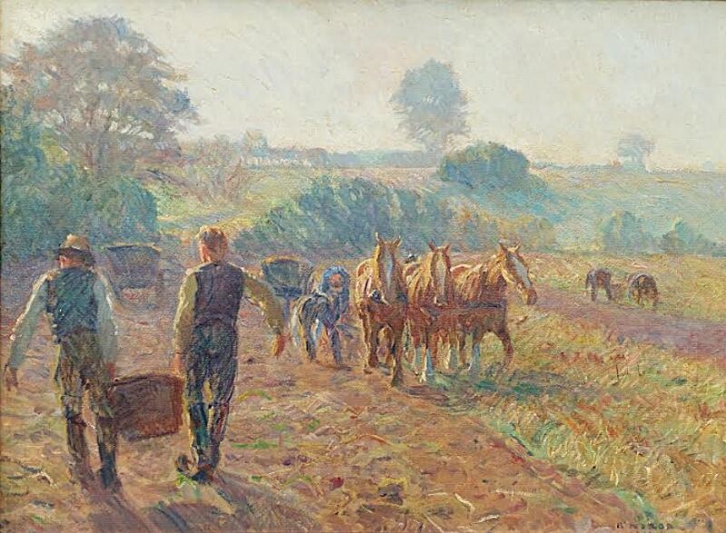 Borge C. Nyrop | A ploughing scene (1925) | MutualArt