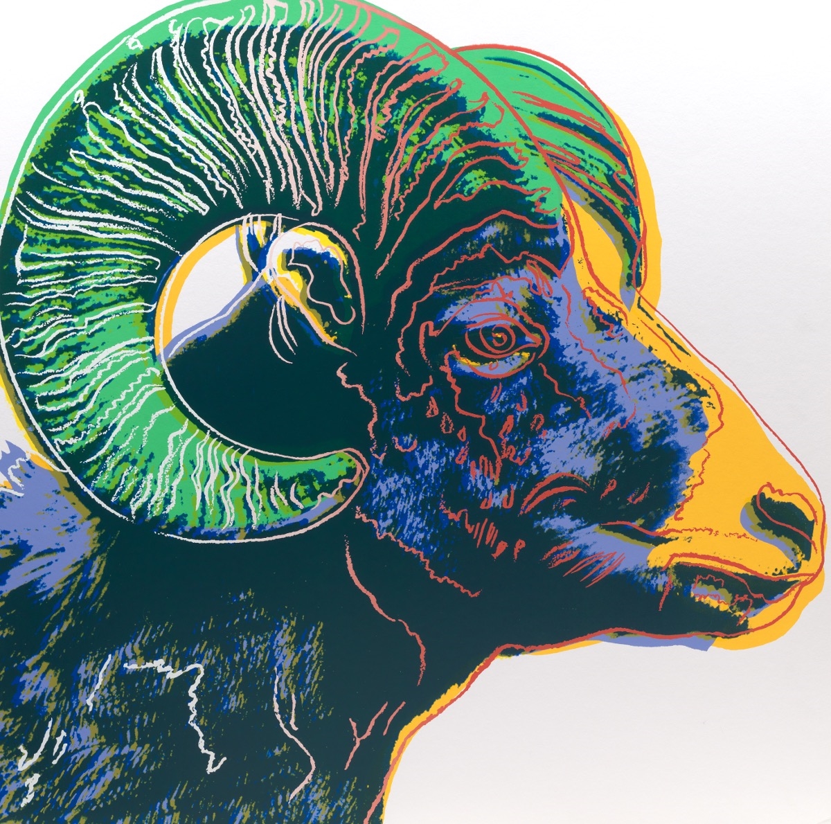 Andy Warhol | Bighorn Ram from the Endangered Species Series (1983 ...