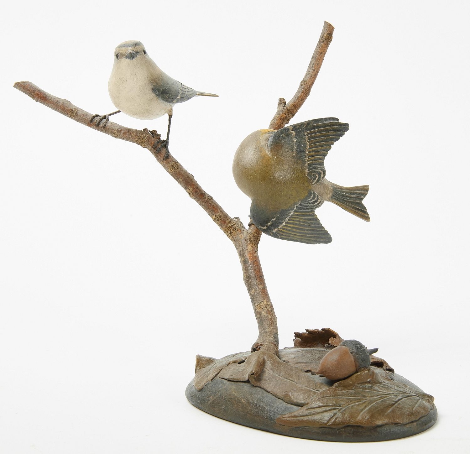 Frank Finney | Two Golden Crowned Kinglets on a branch with an acorn ...