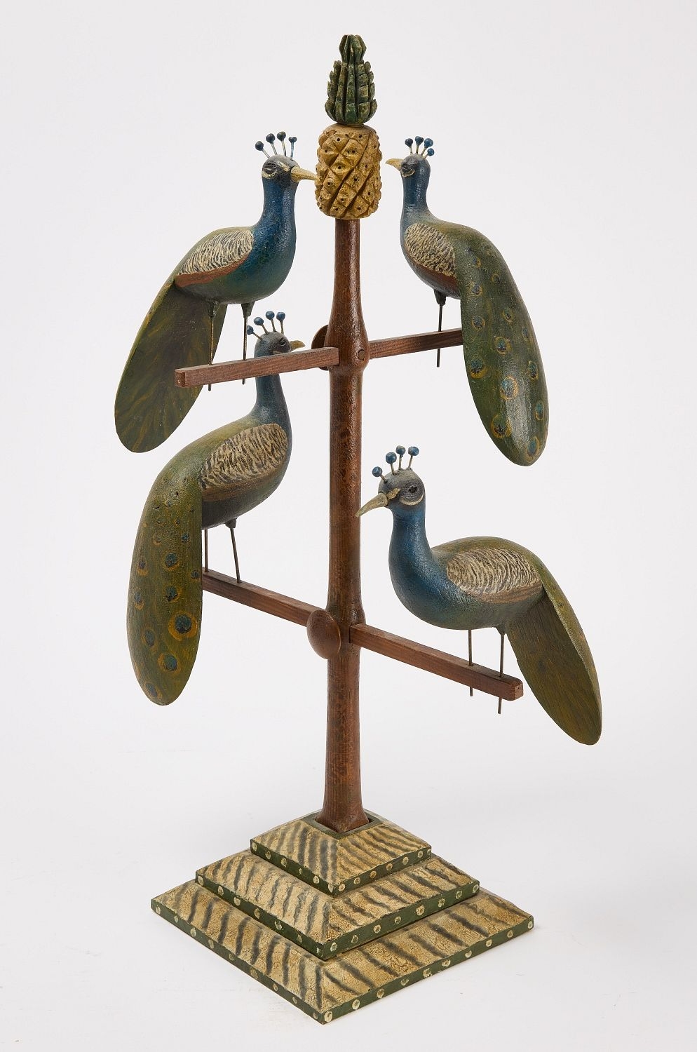 Frank S. Finney | Masterpiece folk art peacock tree with pineapple ...