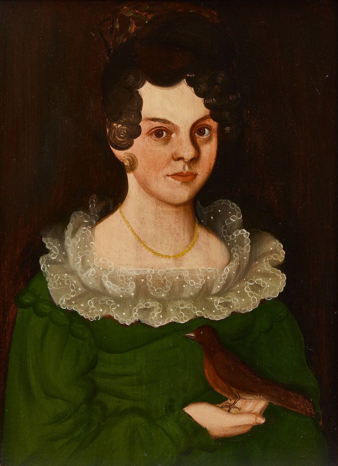 Thomas Ware | Portrait of a girl with a bird in her hand | MutualArt