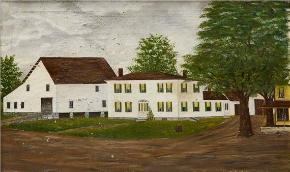New England School, 19th Century | Primitive farm scene painting ...