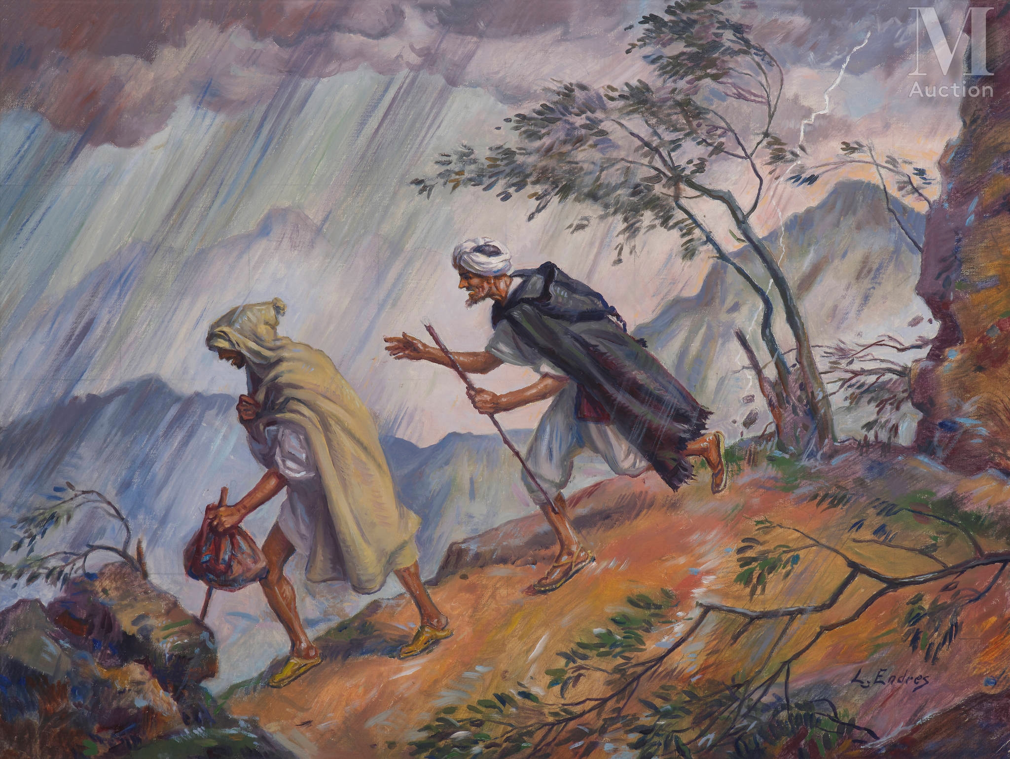 Louis John Endres | Berbères surpris par la tempête | MutualArt