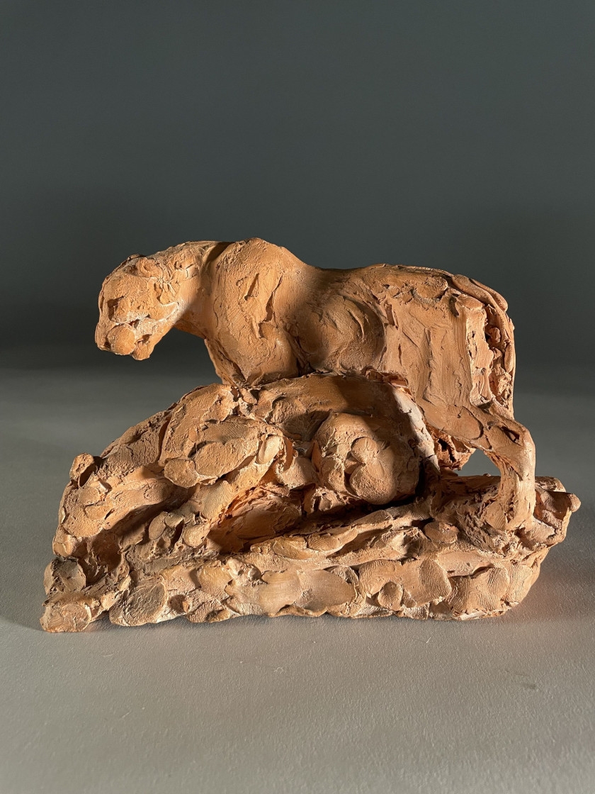 Roger Godchaux | Deux lionnes à la rivière | MutualArt