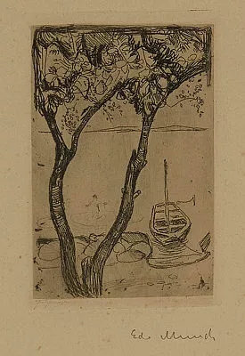 Edvard Munch | Landskap med båt (1900) | MutualArt