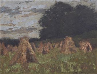 William Meredith | Rural scene with corn stooks (1877) | MutualArt