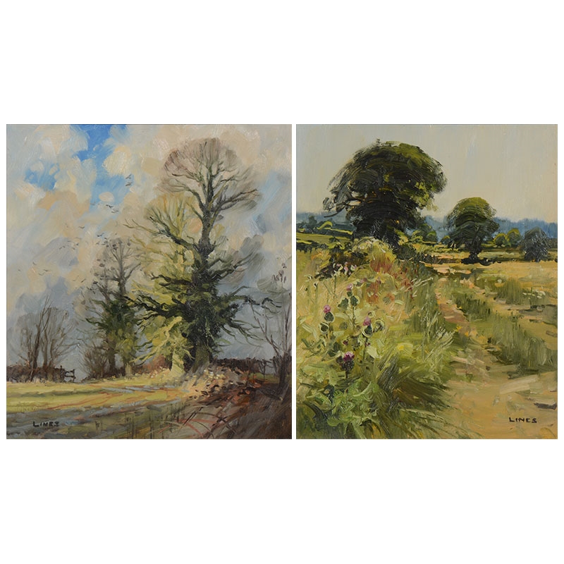 John Lines | a country lane with flowers, | MutualArt