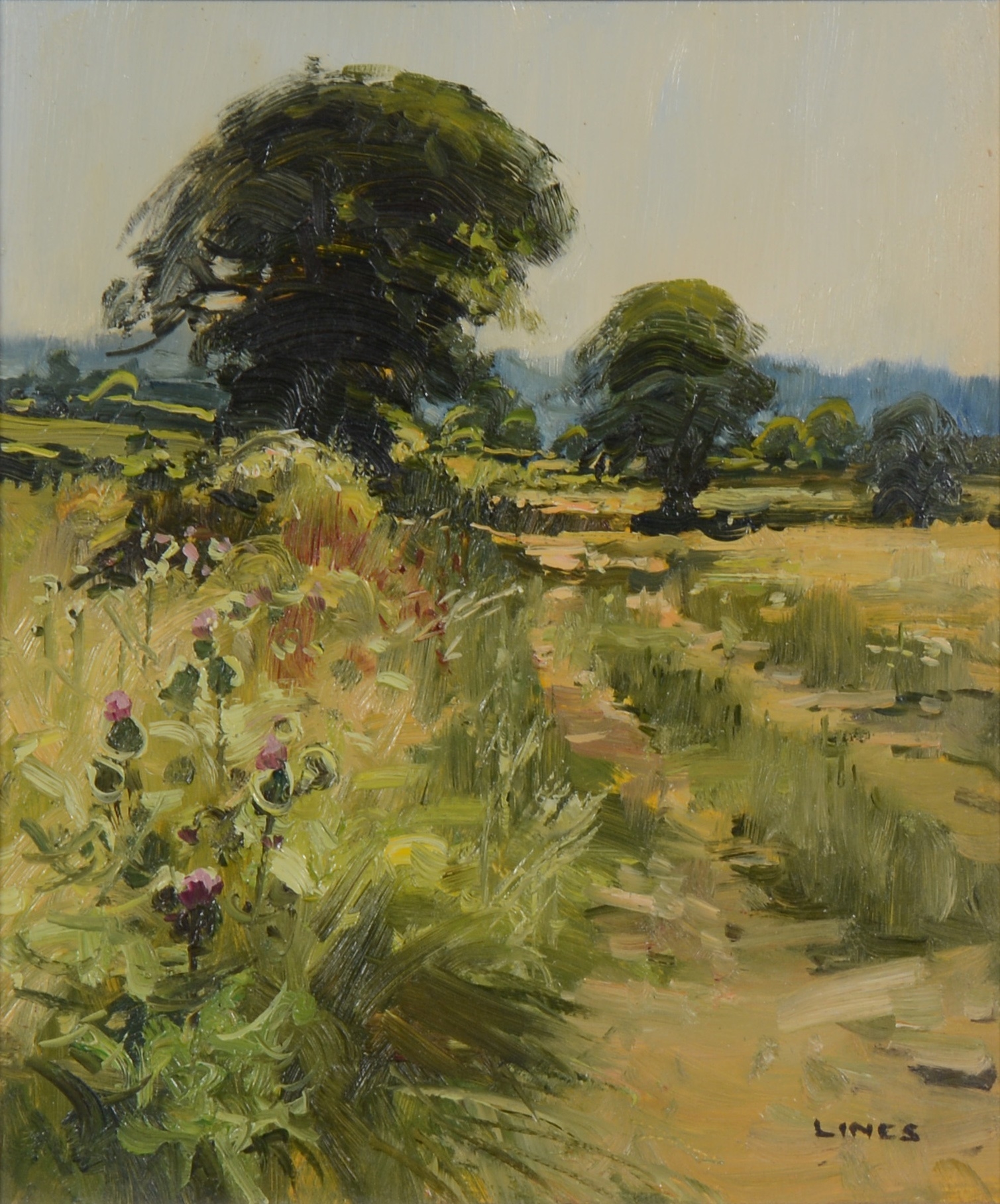 John Lines | a country lane with flowers, | MutualArt