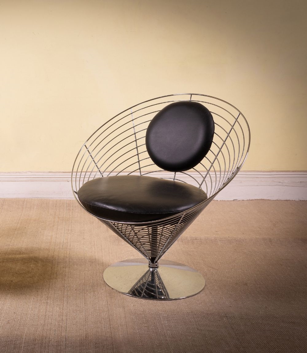 Verner Panton | A CHROME WIRE CONE CHAIR BY VERNER PANTON | MutualArt