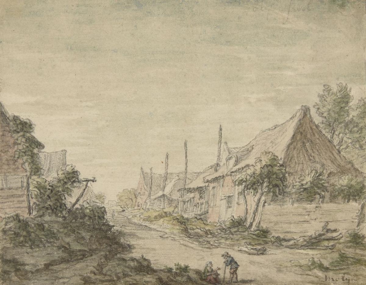 Pieter de Molyn | A Village street with two figures (1629) | MutualArt