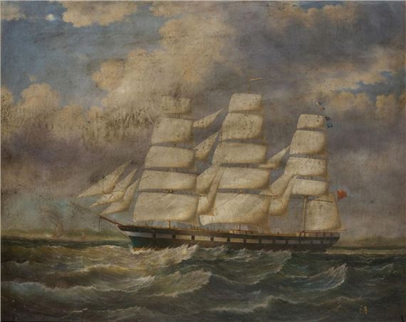 George Mears | Barque under full sail in choppy waters | MutualArt