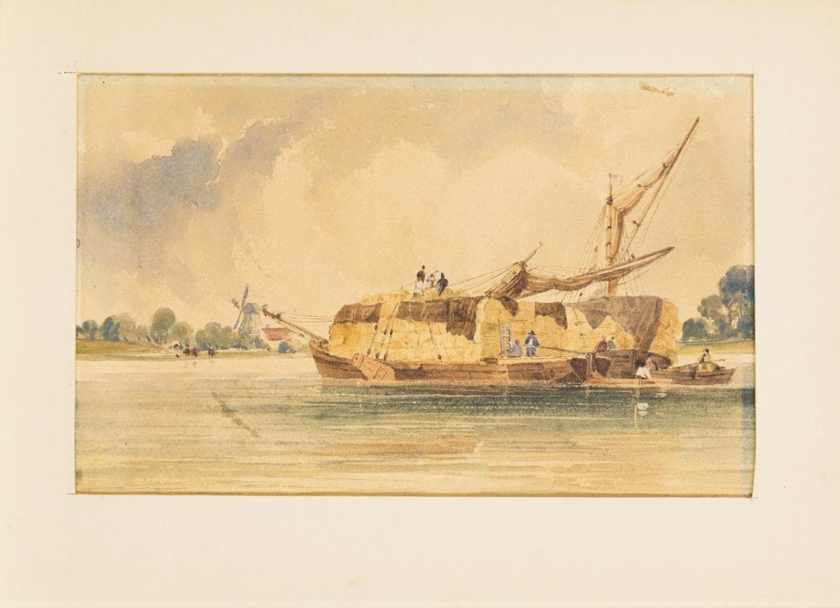 François Louis Thomas Francia | Hay barge at Chiswick | MutualArt