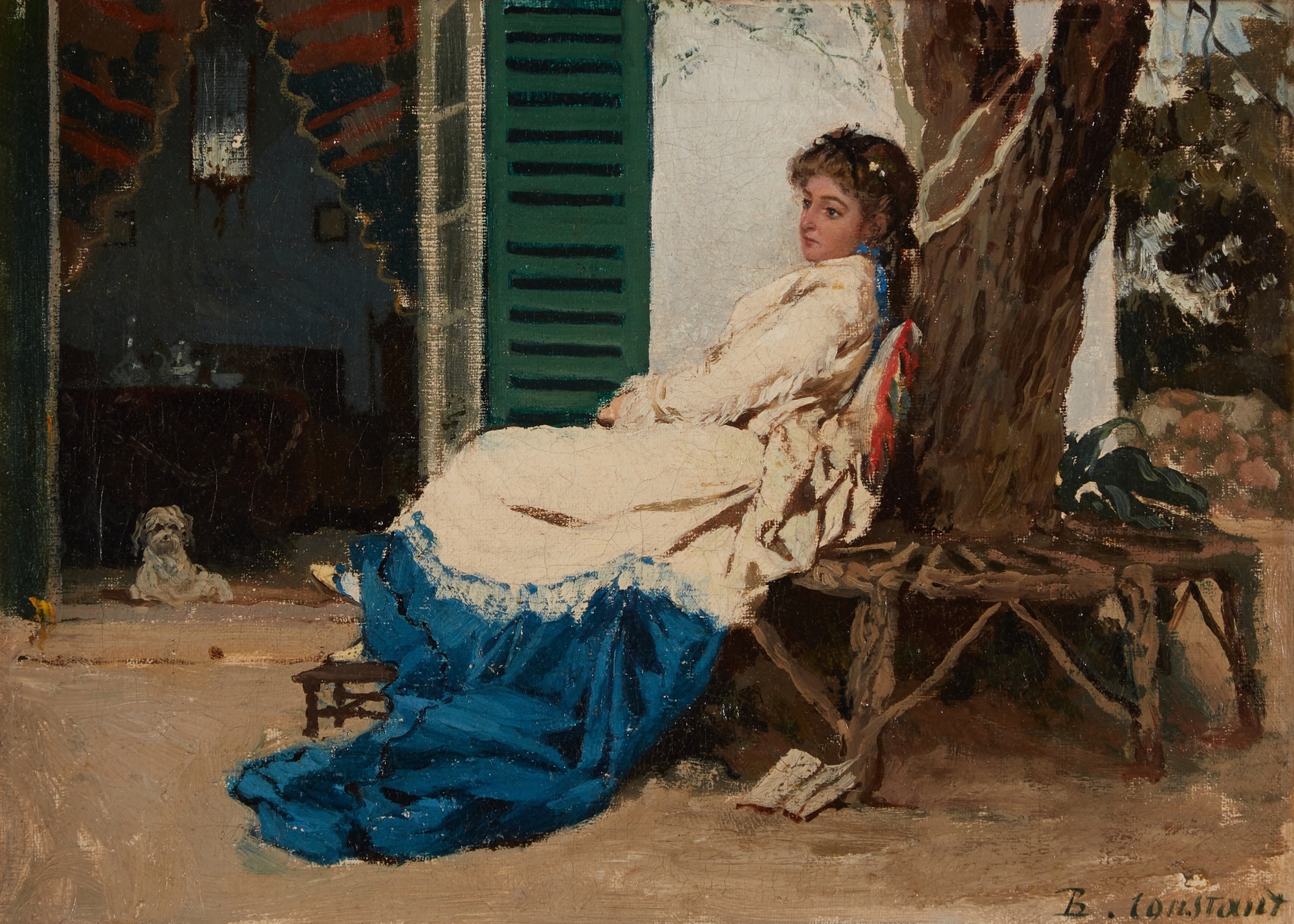 Jean Joseph Benjamin Constant | Young Woman in a Garden | MutualArt