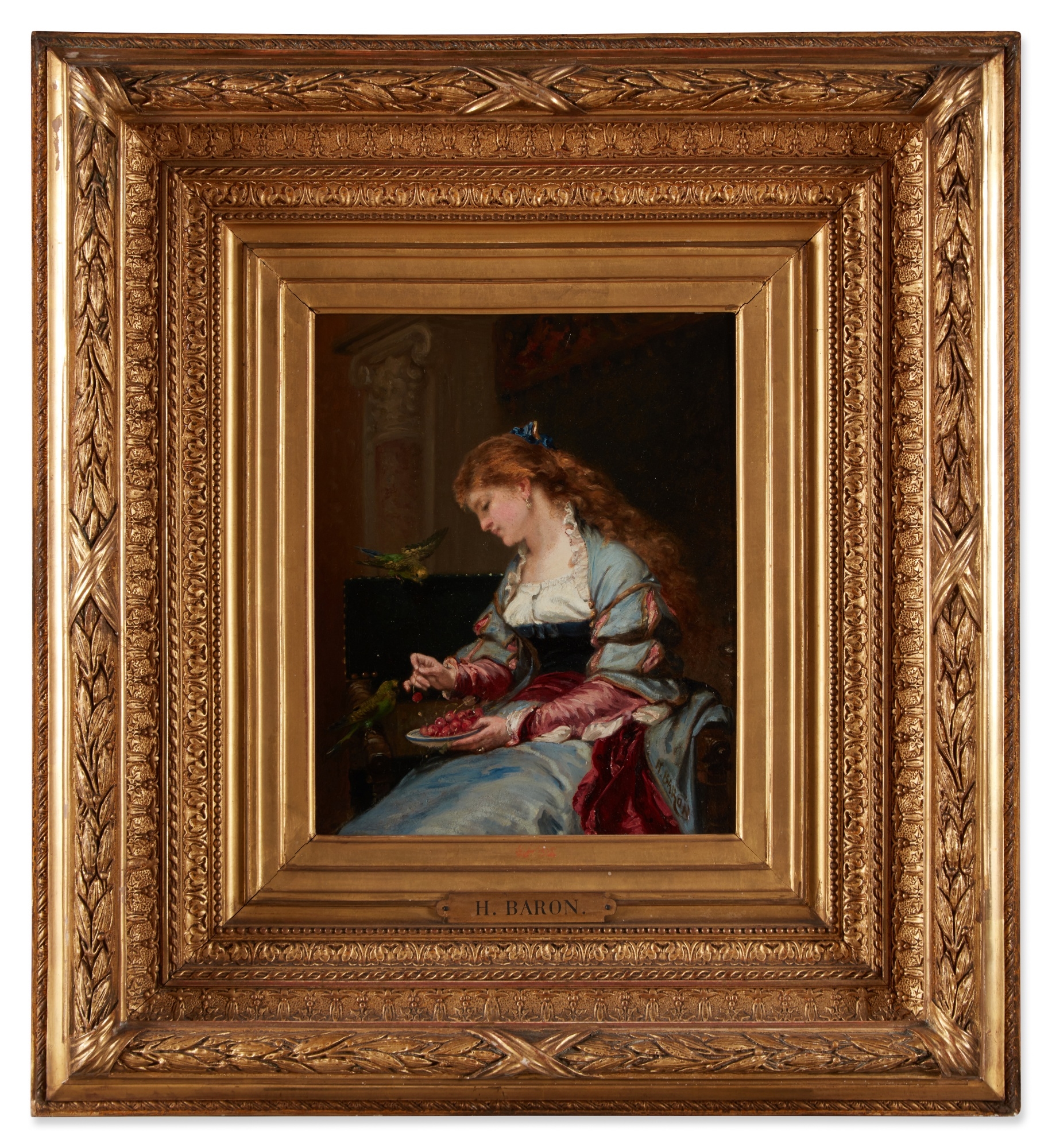 Henri Charles Antoine Baron | Femme au peroquet | MutualArt