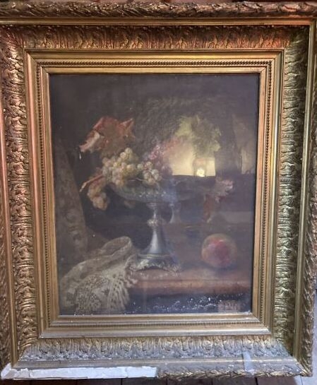 Simon Saint-Jean | Cup of grapes and peach on an entablature | MutualArt