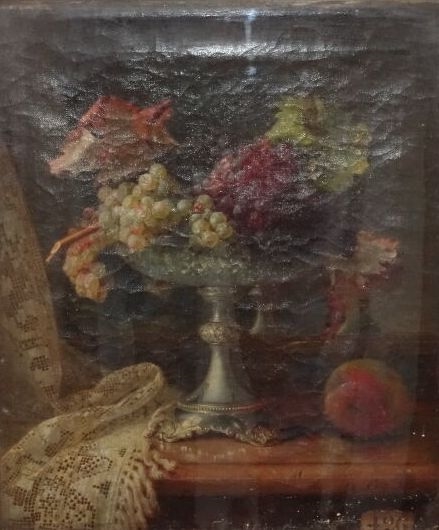 Simon Saint-Jean | Cup of grapes and peach on an entablature | MutualArt