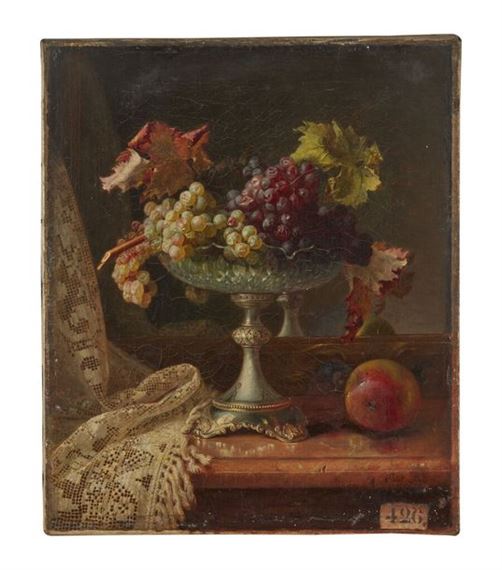 Simon Saint-Jean | Cup of grapes and peach on an entablature | MutualArt