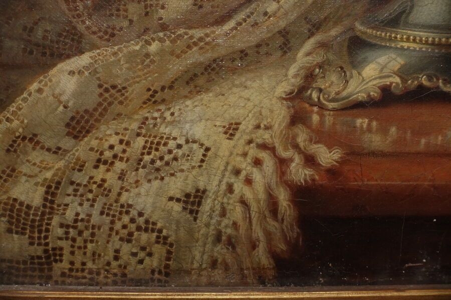 Simon Saint-Jean | Cup of grapes and peach on an entablature | MutualArt