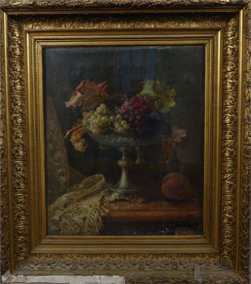 Simon Saint-Jean | Cup of grapes and peach on an entablature | MutualArt
