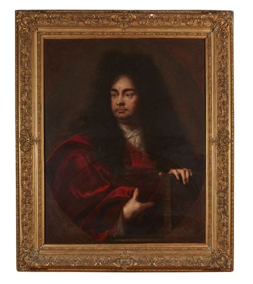 French School, 17th Century | Portrait of a man in a red coat, holding ...