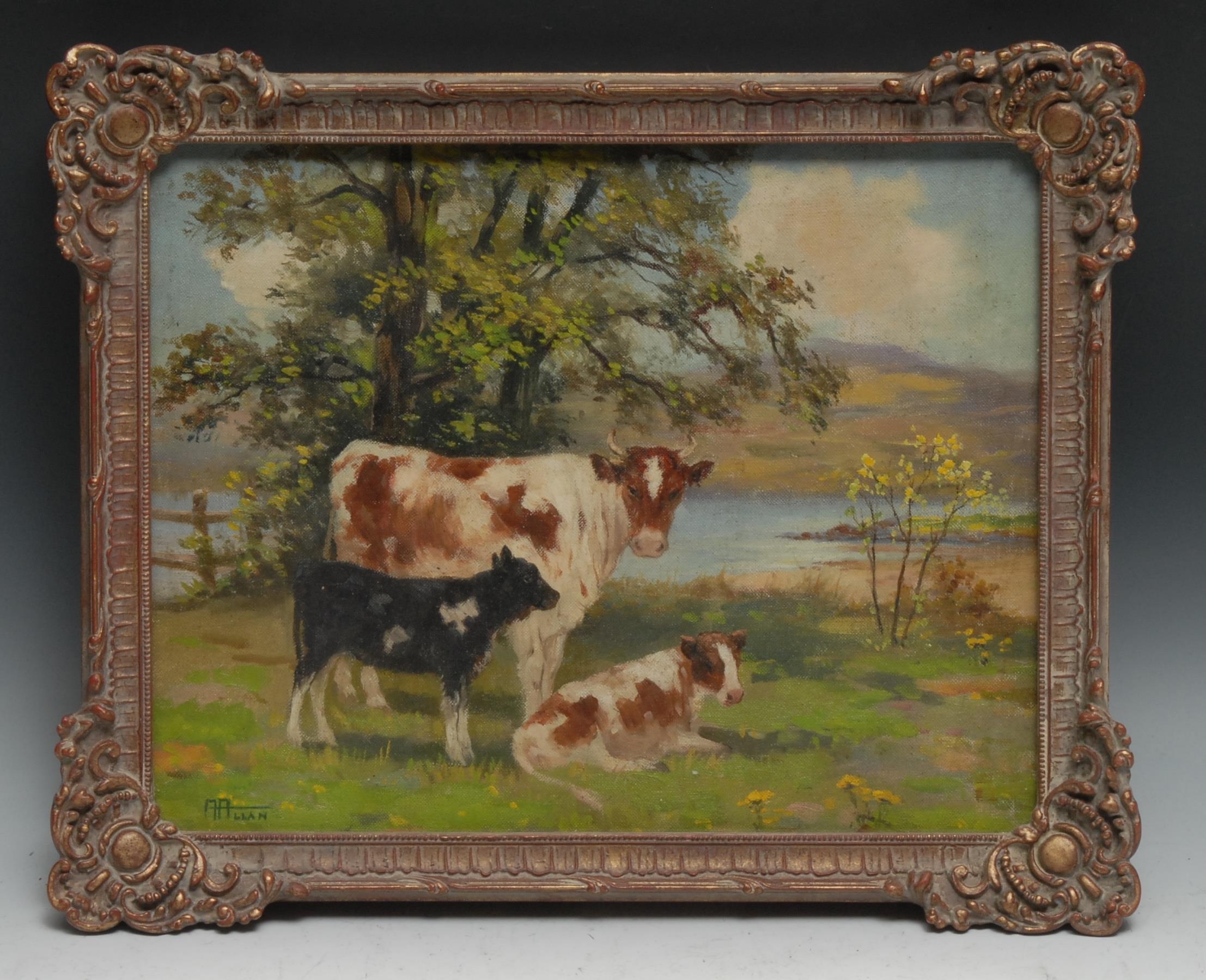 Andrew Allan | Cow and Calves in a Meadow | MutualArt
