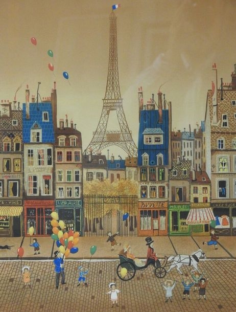 Eugene Valentin Latour | View of the Eiffel Tower and the Saint-Jacques ...