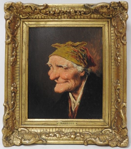 Romana Arregui | Portrait of an old lady with a scarf | MutualArt