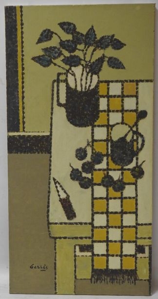 Georges Leveque | Still life with a pot of flowers and fruits. | MutualArt