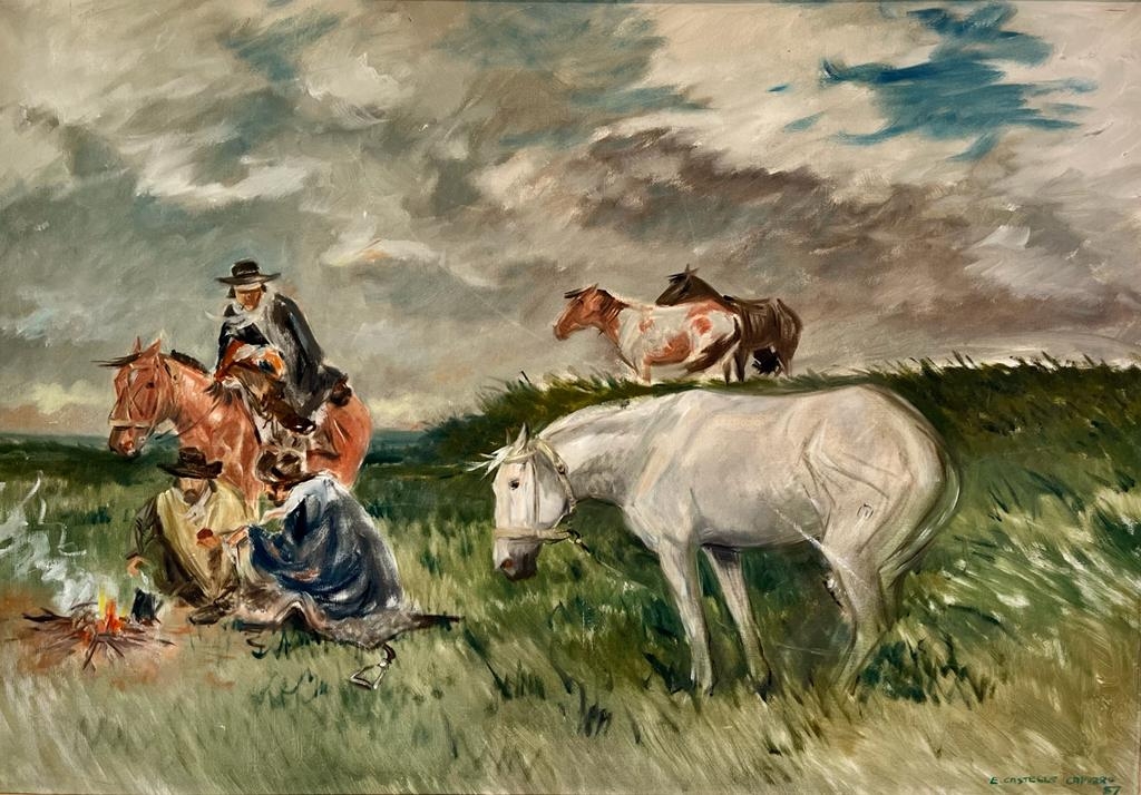 Enrique Castells Capurro | GAUCHOS MATEANDO A LA LUZ DEL FOGON (1957 ...