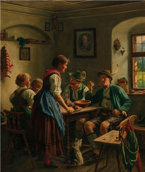 Emil Rau | A Meal in an Alpine Hut (1858) | MutualArt
