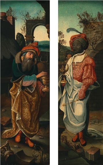 Netherlandish School, 16th Century | Two wings of a Triptych depicting two of the three Magi ...