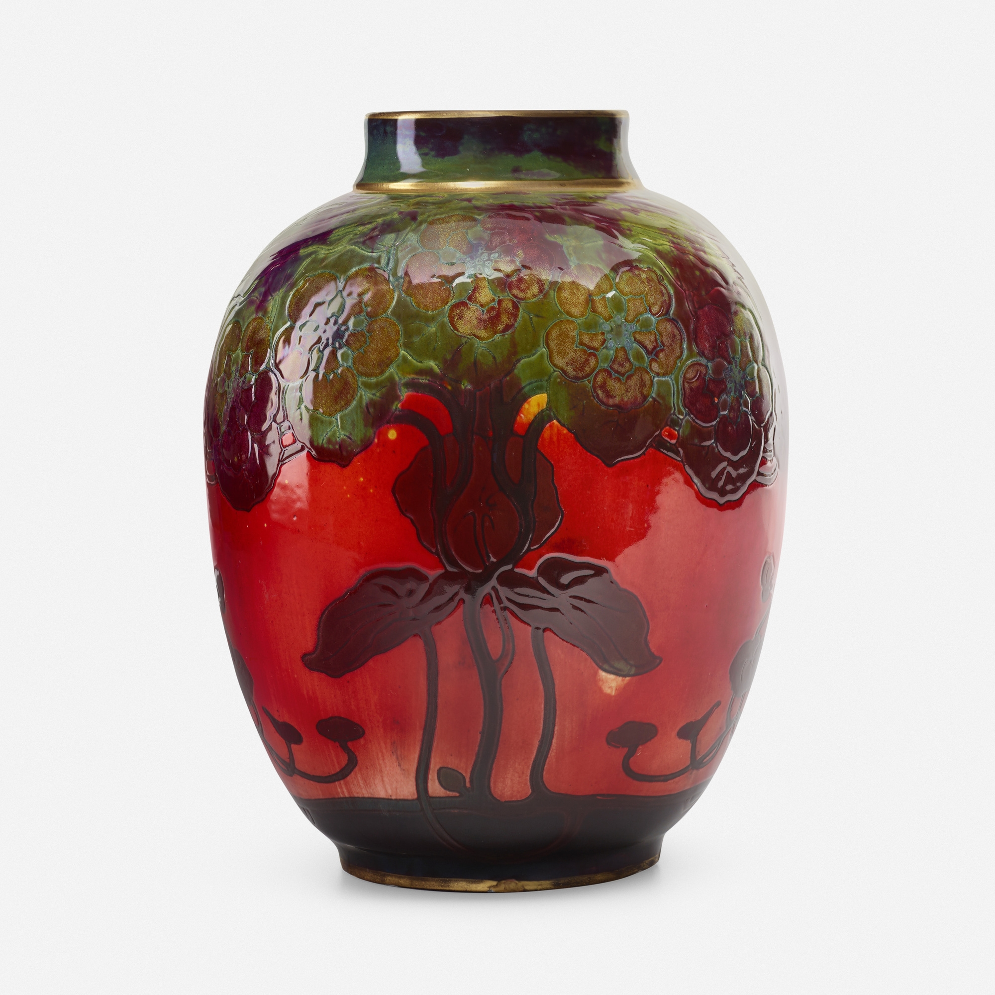 Bernard Moore | Early and Rare vase with nasturtiums (Circa 1905 ...