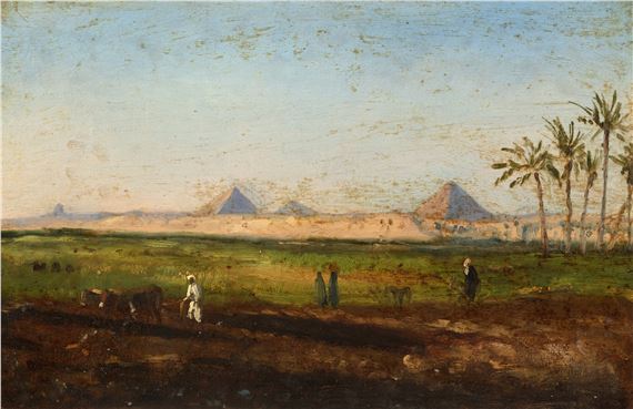 Giuseppe Haimann | Cultivated fields at the Pyramids | MutualArt