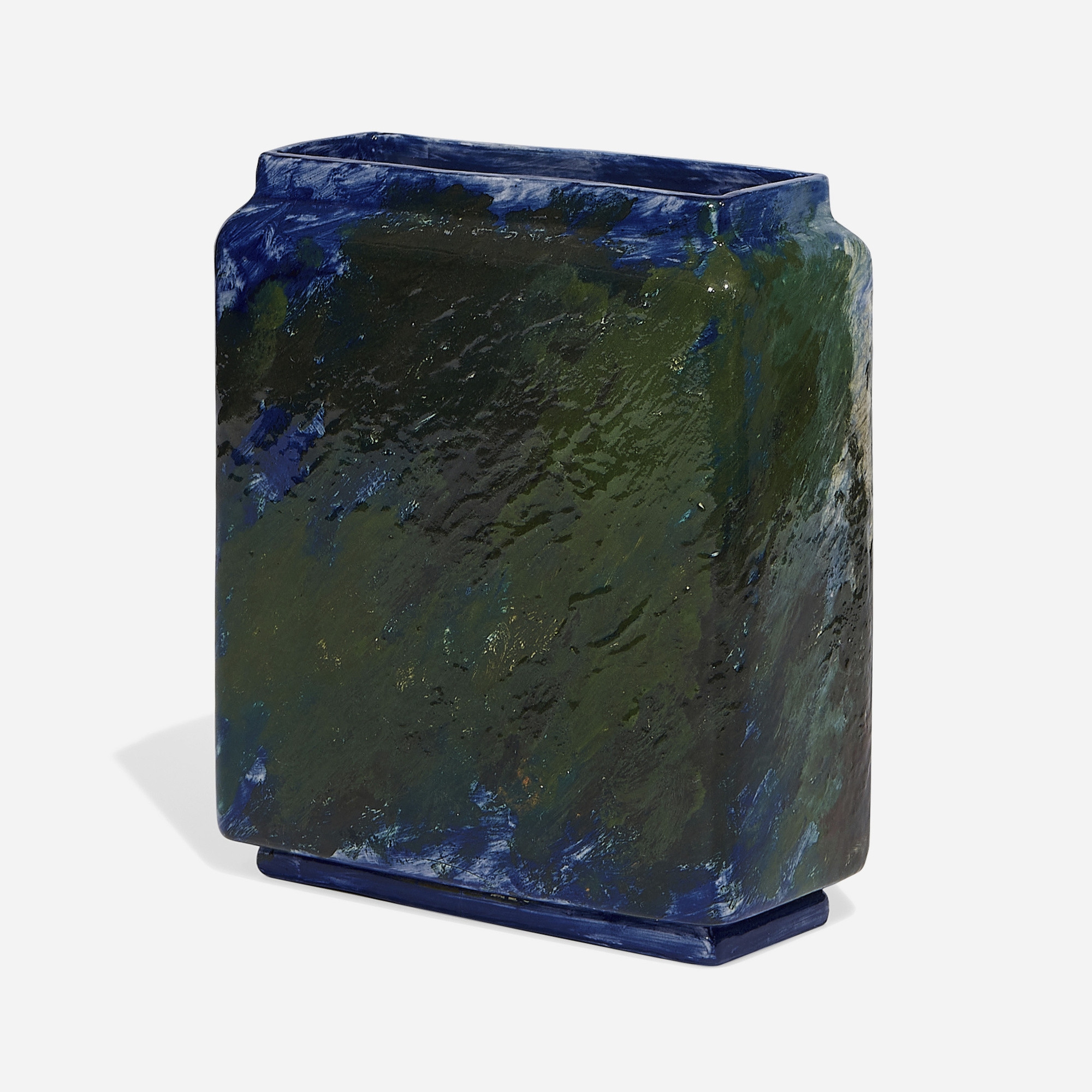 Arthur Edward Blackmore | Barbotine scenic vase with river landscape ...